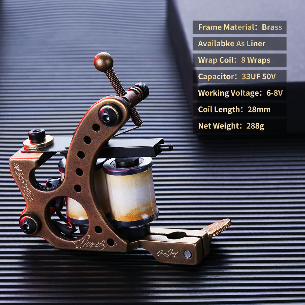 Mummy Tattoo Gun Pure Copper Frame Coils Tattoo Machine For Liner Shad ...