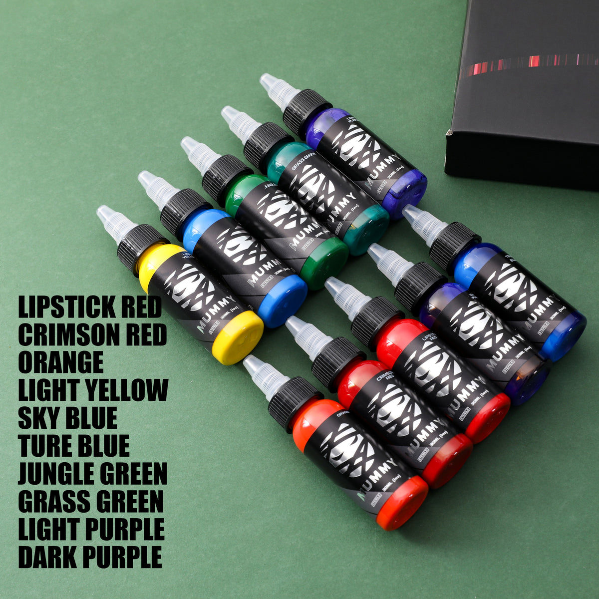 Mummy 10PCS Traditional Tattoo Color Ink Set(30ML)-MK1006 ...