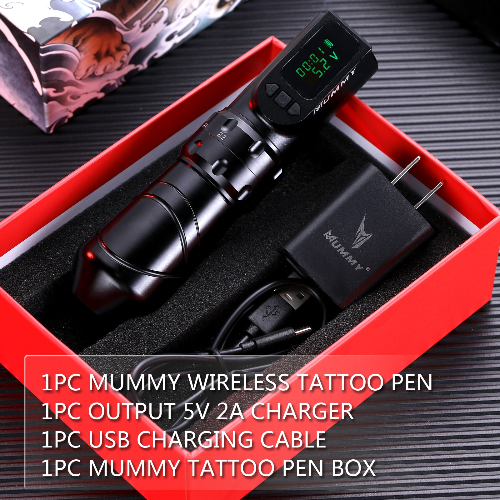 Mummy Anubis Wireless Tattoo pen Machine with adjustable Stroke length ...